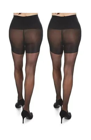 MEMOI 2-pack Sheer Maternity Tights - Black