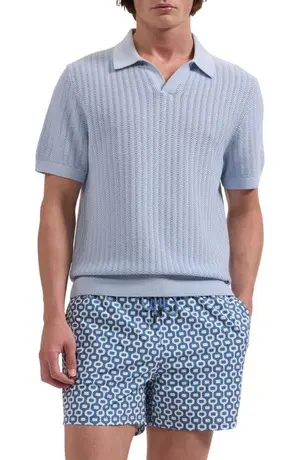 Bugatchi Cruz Print Swim Trunks - Peacock