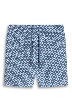Bugatchi Cruz Print Swim Trunks - Peacock