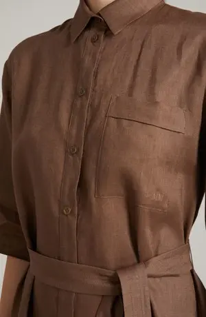 MM BY MAX MARA Tabella Belted Linen Shirt Dress