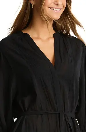 SEA LEVEL Boho Cover-up Shirt - Black