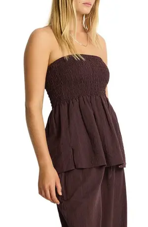 SEA LEVEL Shirred Strapless Top
