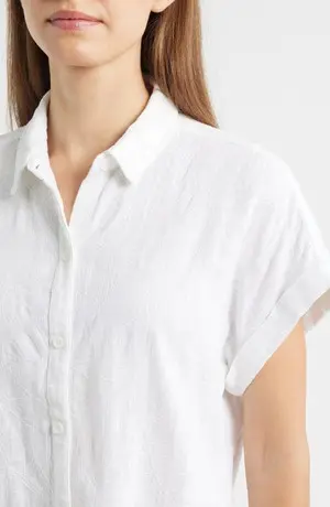 CLOTH & STONE Short Sleeve Button-up Shirt - White
