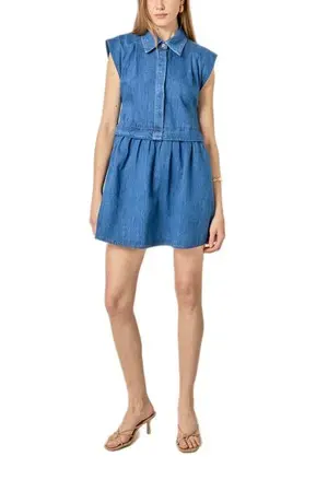English Factory Babydoll Mini Shirtdress - Denim