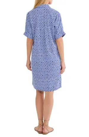 NIC+ZOE Mosaic Print Shift Dress - Blue Multi