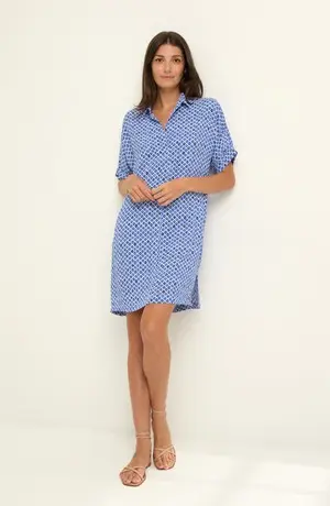 NIC+ZOE Mosaic Print Shift Dress - Blue Multi