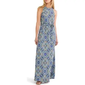 NIC+ZOE Filigree Tile Sleeveless Maxi Dress - Blue Multi