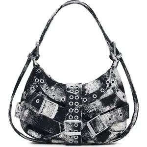 Desigual Logo Belt Detail Shoulder Bag - Light Gray