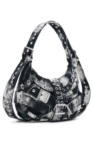 Desigual Logo Belt Detail Shoulder Bag - Light Gray