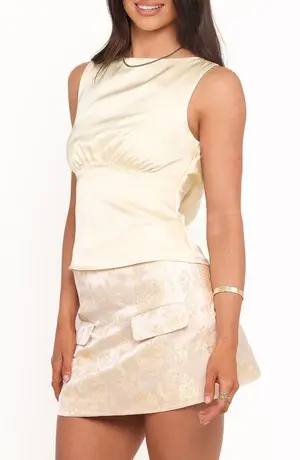 PETAL & PUP Wynn Strappy Cowl Back Satin Top - Yellow