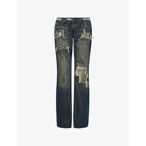 JADED LONDON Distressed Studded Denim Jeans