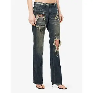 JADED LONDON Distressed Studded Denim Jeans