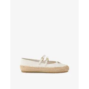 Prada Leather And Raffia Ballet Flats