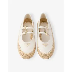 Prada Leather And Raffia Ballet Flats