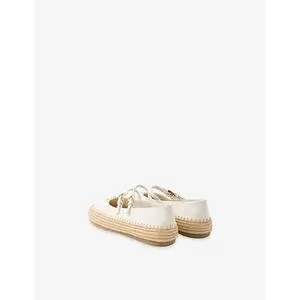 Prada Leather And Raffia Ballet Flats