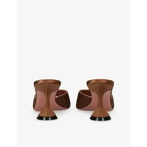 Amina Muaddi Lupita 70 Silk-satin Heeled Mules - Brown