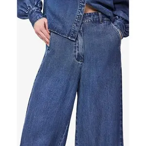 RO&ZO Tailored Wide-leg Denim-blend Jeans