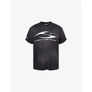 HELLSTAR Cursive Logo-print Cotton T-shirt - Black