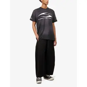 HELLSTAR Cursive Logo-print Cotton T-shirt - Black