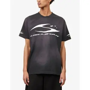 HELLSTAR Cursive Logo-print Cotton T-shirt - Black
