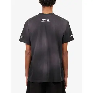 HELLSTAR Cursive Logo-print Cotton T-shirt - Black