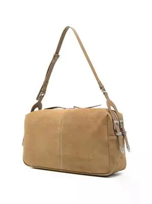 Pinko Suede Shoulder Bag With Western-inspired Embellishments - Neutrals