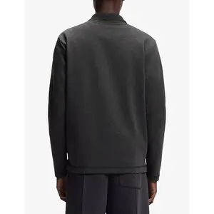 Hugo Stacked Logo-appliqué Long-sleeved Stretch-woven Polo Shirt - Medium Grey