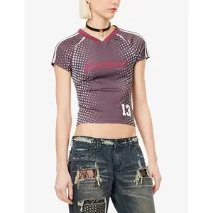 JADED LONDON Graphic-pattern Stretch-jersey Top - Multi