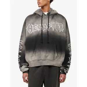 HELLSTAR Stars-shine Graffiti-print Cotton Hoody - Black