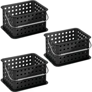 IDESIGN Small Stackable Shower Caddy Basketset Of 3blackmade In Usa - Black