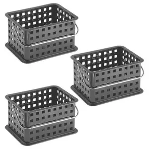 IDESIGN Small Stackable Shower Basketset Of 3made In Usa - Charcoal