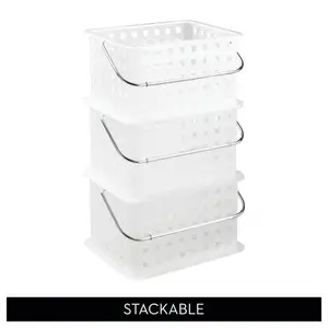IDESIGN Small Stackable Shower Caddy Basketset Of 3blackmade In Usa - Clear Frost