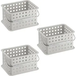 IDESIGN Small Stackable Shower Caddy Basketset Of 3blackmade In Usa - Light Gray