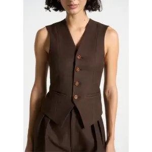 Manière De Voir Tailored Waistcoat With Cinch Waist Tie Brown