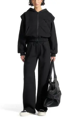 Manière De Voir Louna Wide Shoulder Zip Through Hoodie - Black