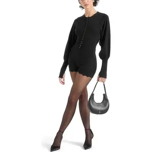 Manière De Voir Knitted Scallop Hem Playsuit - Black