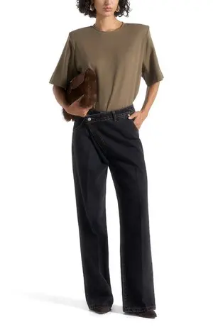 Manière De Voir Wide Shoulder Bodysuit T-shirt - Olive