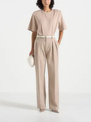Manière De Voir Manière De Voir Wide Shoulder Bodysuit T-Shirt Taupe