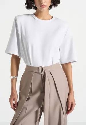 Manière De Voir Manière De Voir Wide Shoulder Bodysuit T-Shirt White