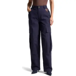 Manière De Voir High-rise Drill Cargo Trousers - Indigo