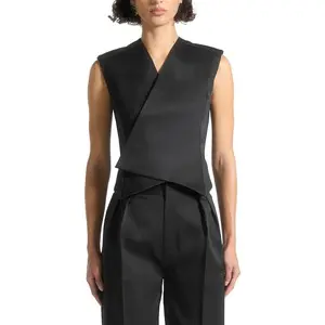 Manière De Voir Laurence Sateen Wrap Waistcoat - Black