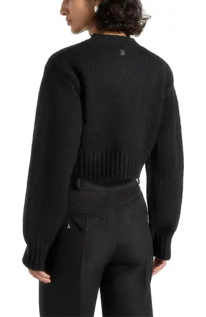 Manière De Voir Caren Brushed Wool Knit Cardigan - Black