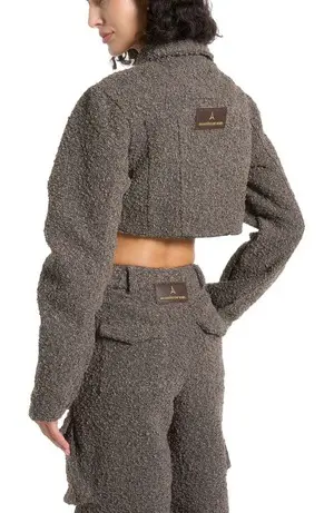 Manière De Voir Catherine Cropped Boucle Denim Jacket - Brown