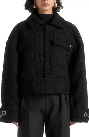 Manière De Voir Boxy Tweed Jacket With Cuff Detail