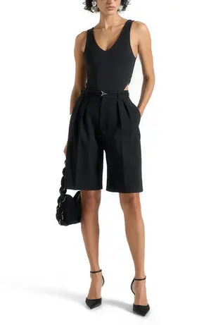 Manière De Voir Noa V-neck Bodysuit - Black