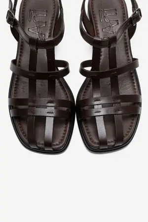 FOREVER & ALWAYS SHOES Cielos Leather Block Heel Sandal - Brown