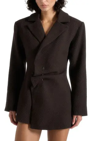 Manière De Voir Oversized Wool Asymmetric Blazer Dress