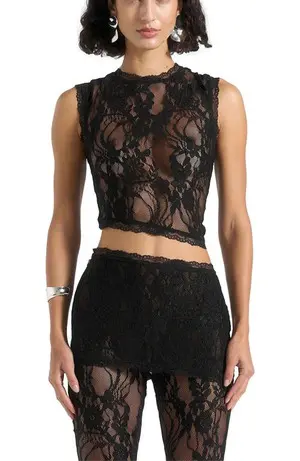 Manière De Voir Eugenie Lace Asymmetric Top - Black