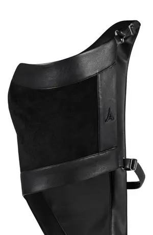 Manière De Voir Suede & Leather Asymmetric Backless Top - Black