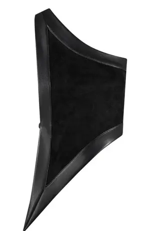 Manière De Voir Suede & Leather Asymmetric Backless Top - Black